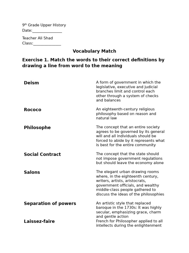 9th Grade History Vocabulary | PDF