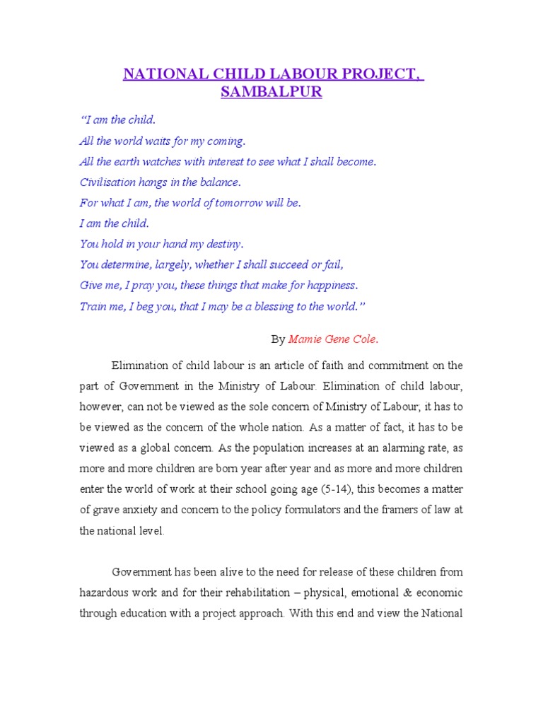 National Child Labour Project Overview | PDF | Child Labour | Special ...