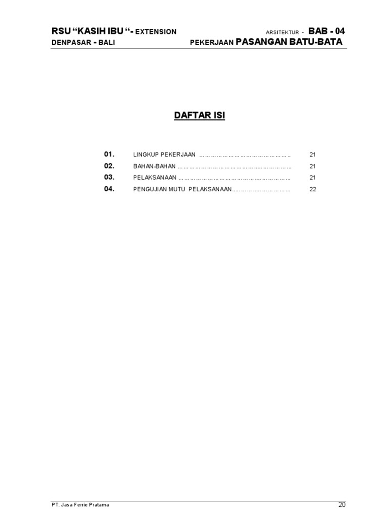 Contoh RKS - 04 Pekerjaan Pasangan Batu Bata | PDF
