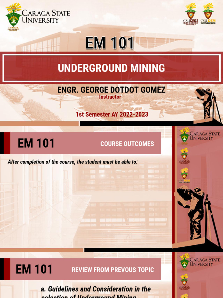 EM 101 - Topic 3 | PDF | Mining | Rock (Geology)