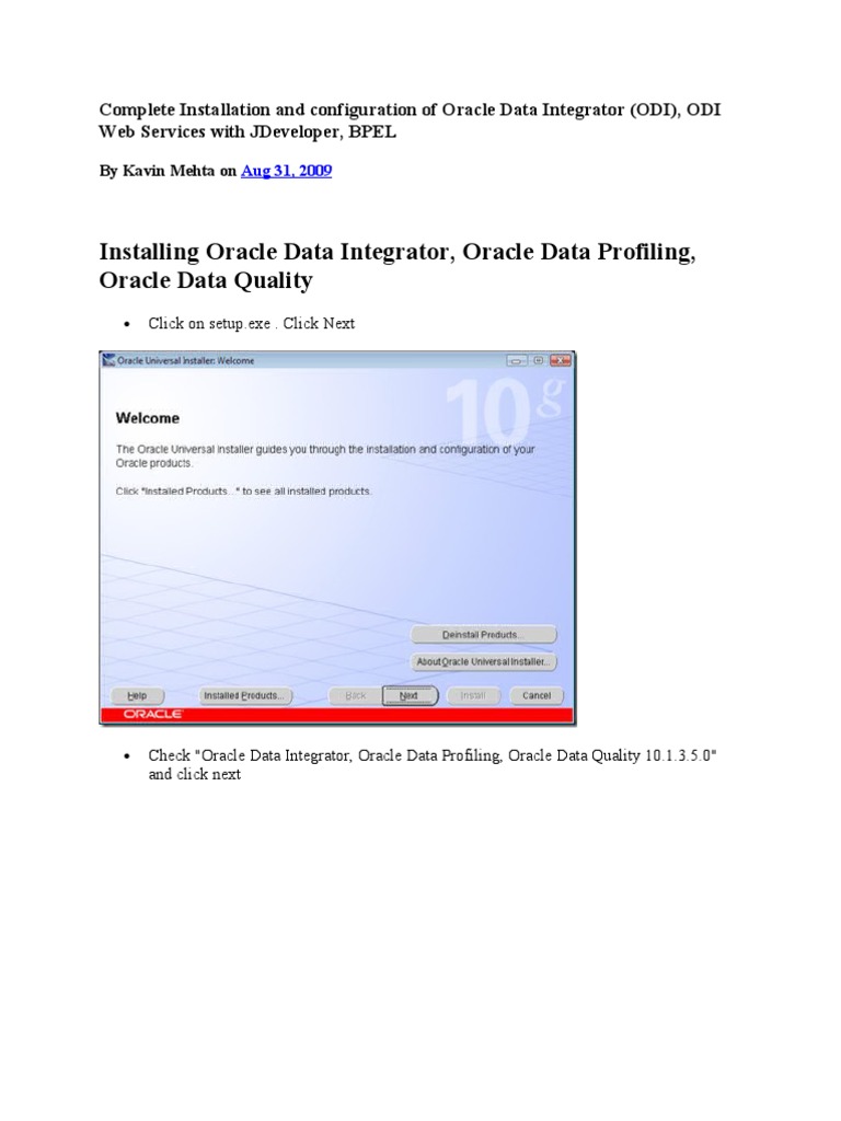 Complete Installation And Configuration Of Oracle Data Integrator Pdf Oracle Database