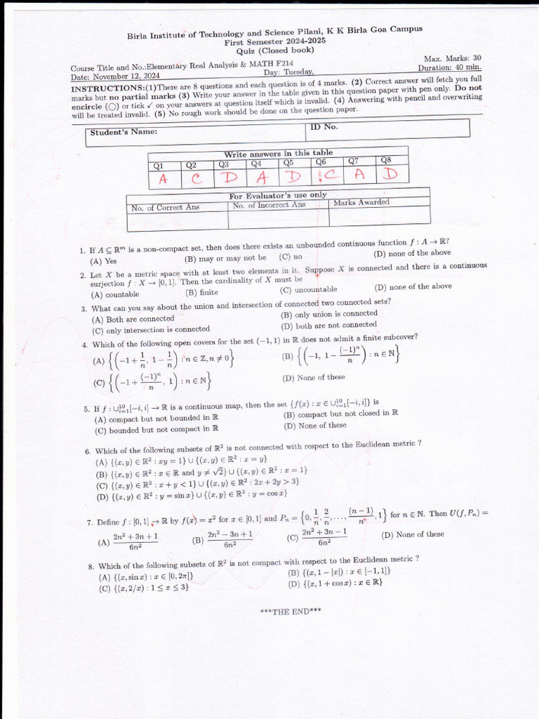 Solution of Quiz 2 | PDF