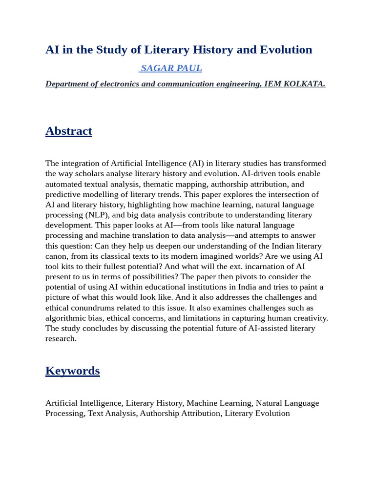 AI's Impact on Literary Studies | PDF | Artificial Intelligence ...