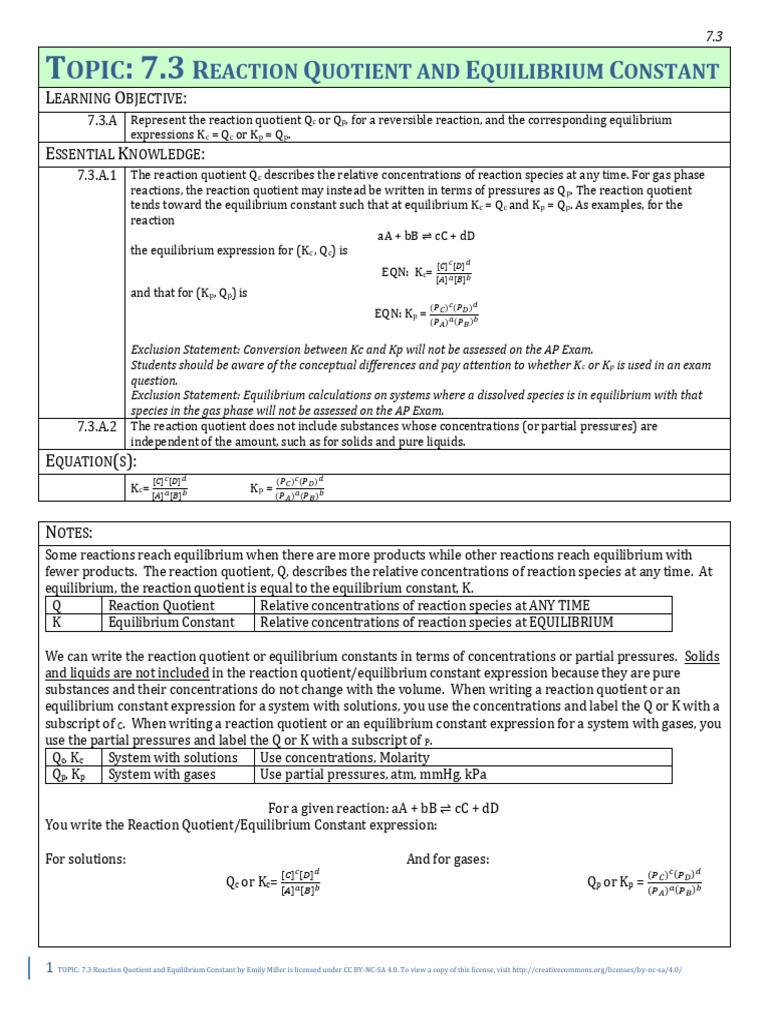Reaction Quotient and Equilibrium Constants | PDF | Chemical Equilibrium | Analytical Chemistry