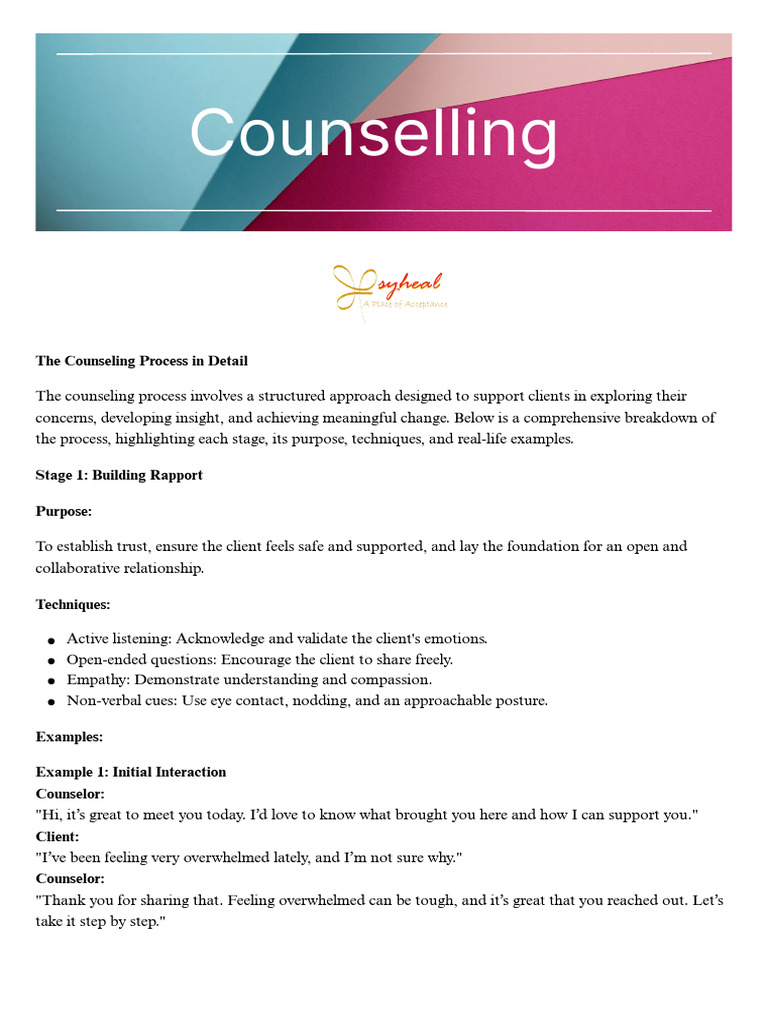 The Counseling Process in Detail | PDF | Mindfulness | Goal