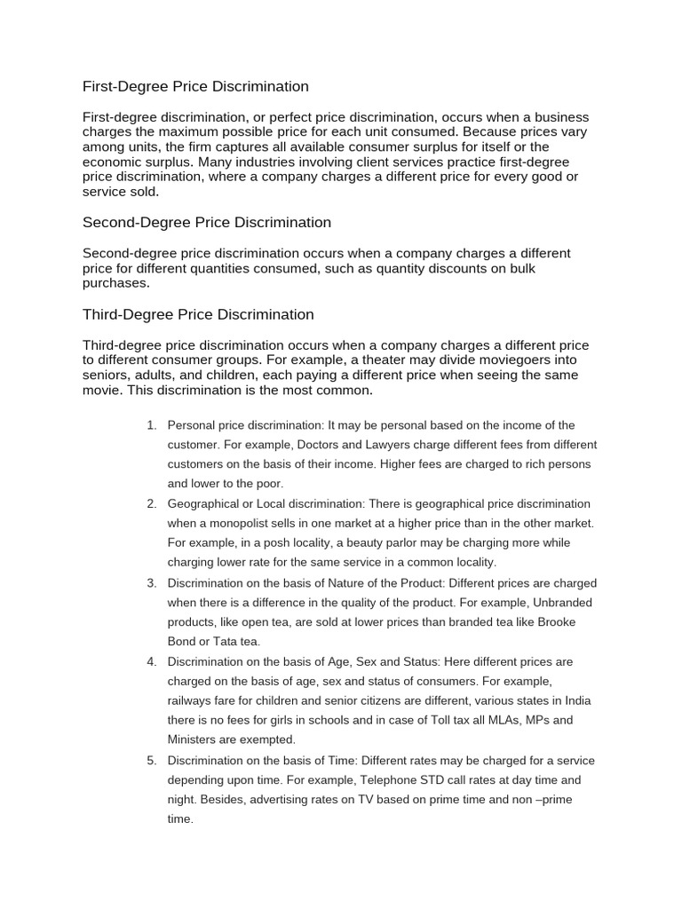 unit 4 eco notes | PDF | Price Discrimination | Demand