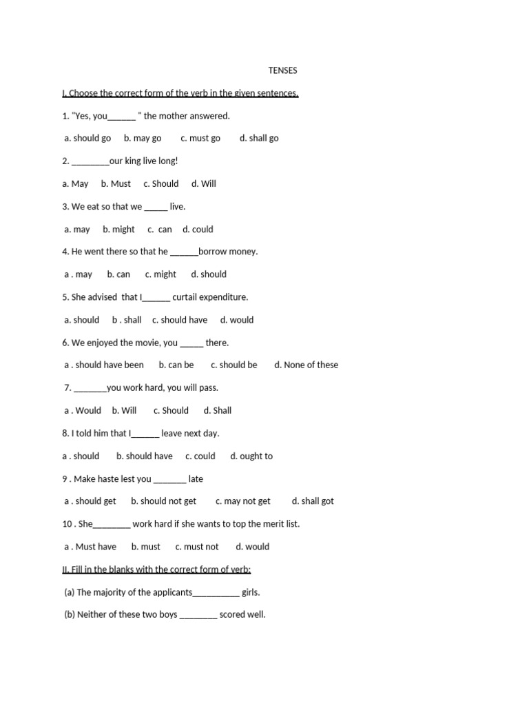 Tenses Worksheet | PDF