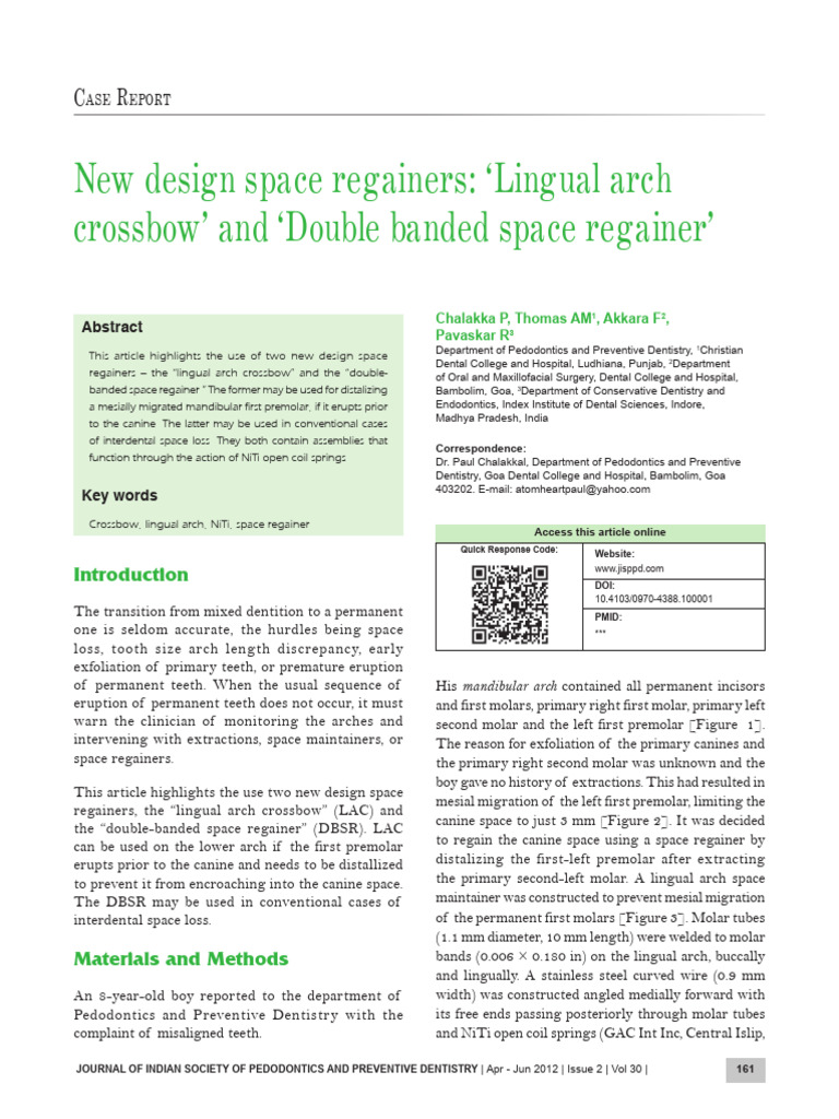 - New design space regainers | PDF | Dental Anatomy | Dentistry Branches