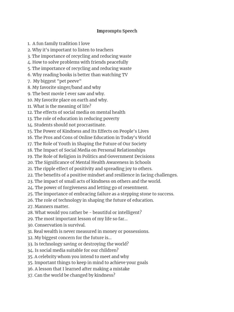 Impromptu Speech | PDF