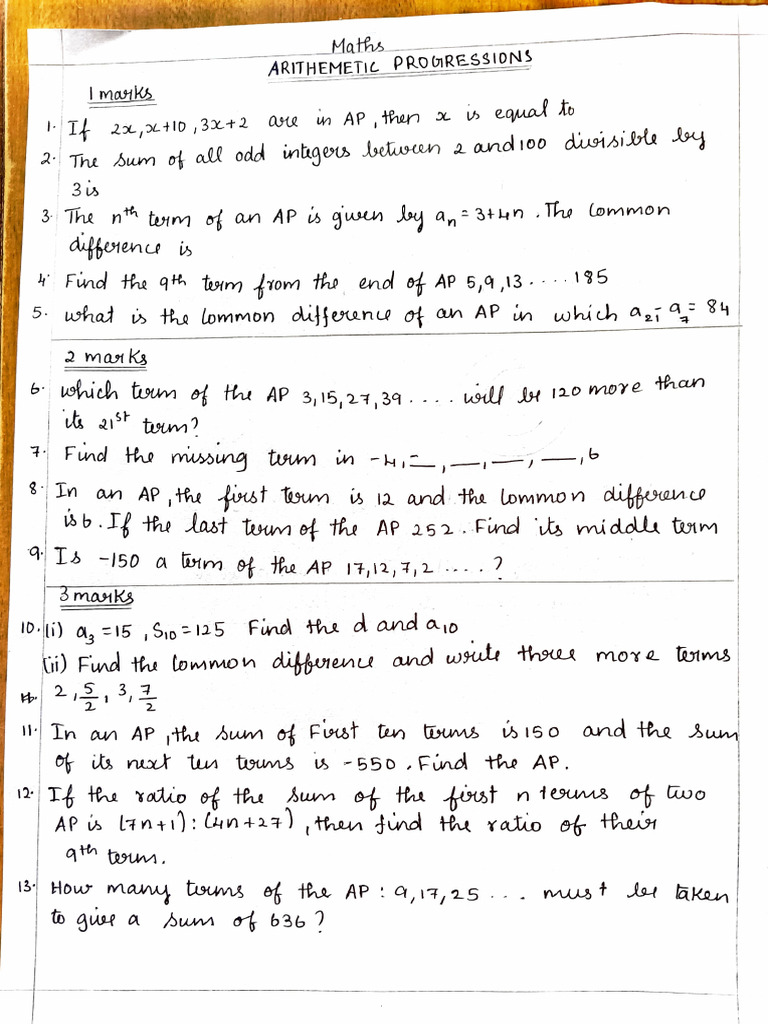 Arithmetic Progression Class X | PDF