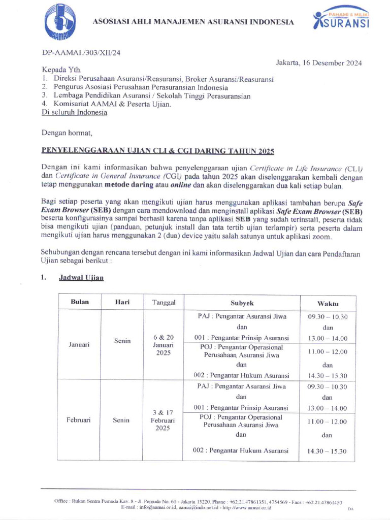 SK AAMAI Ujian CLI CGI Daring Tahun 20251 | PDF