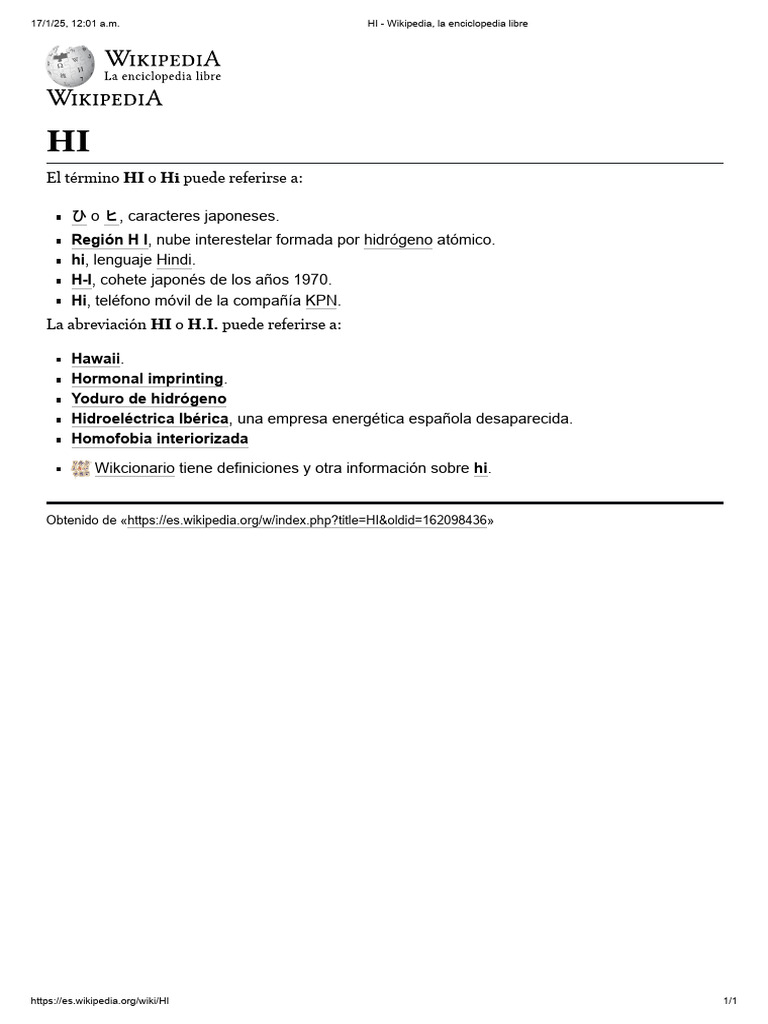 HI - Wikipedia, la enciclopedia libre | PDF