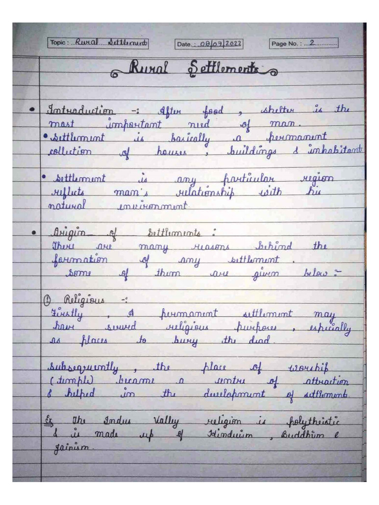 Rural Settlement & World Population Distribution | PDF