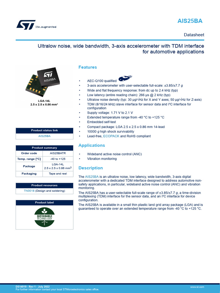 ais25ba (1) | PDF | Accelerometer | Computer Engineering