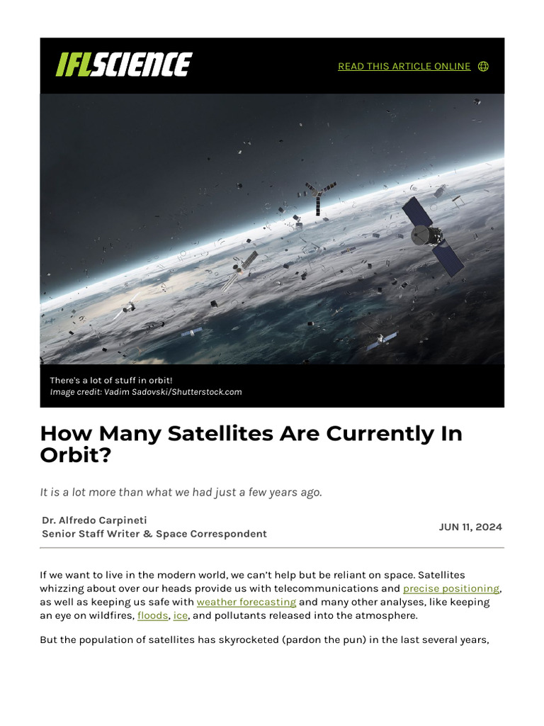 Current Satellite Count in Orbit 2024 | PDF | Satellite | Space Debris