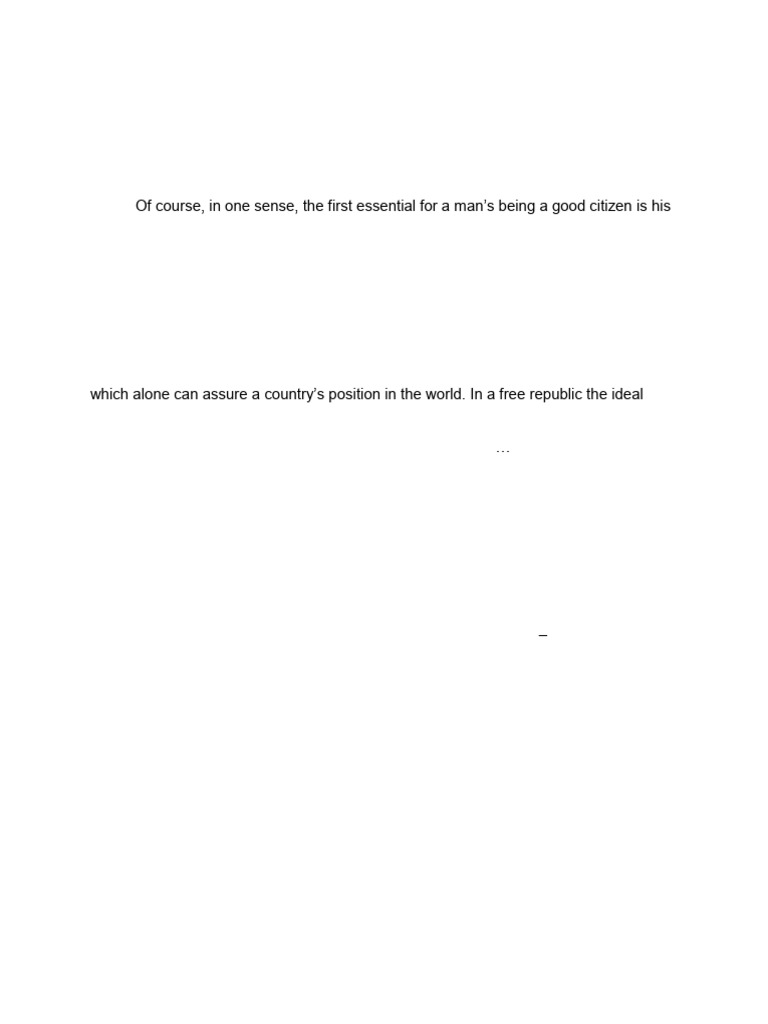 Theodore Roosevelt Dutiesof American Citizenship Excerpts | PDF ...