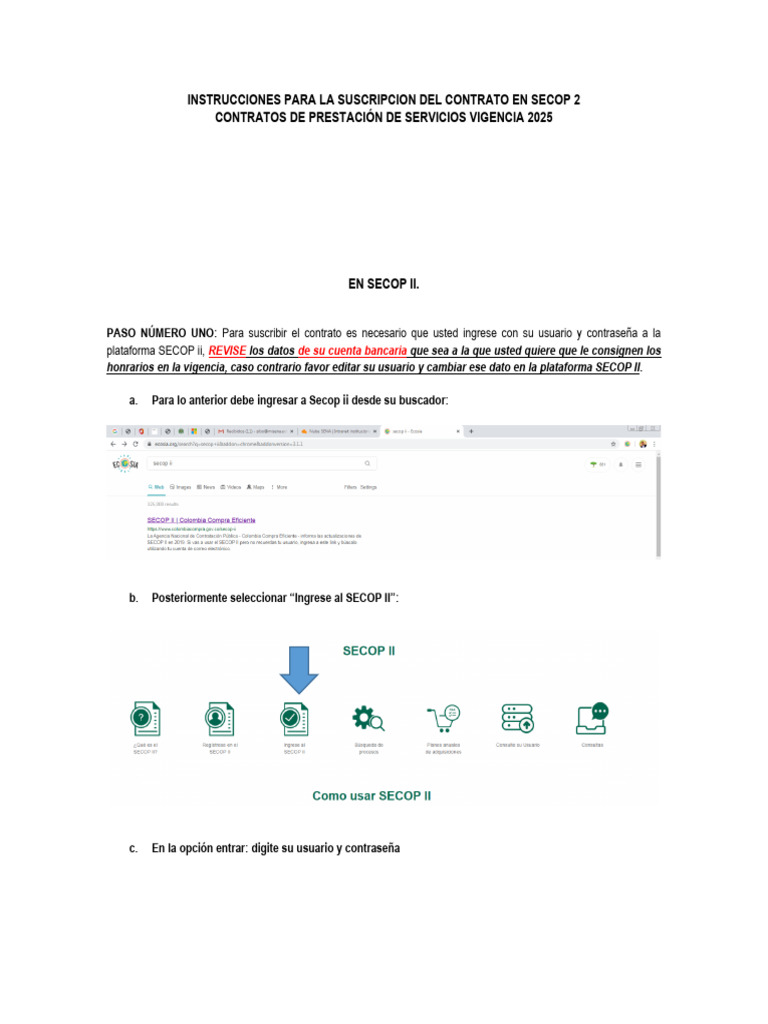 Instrucciones Para Suscripción Secop Ii Pdf