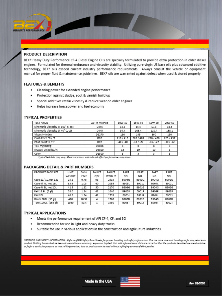 TDS-2020-Diesel-Oil-Conventional-CF-4 | PDF | Diesel Fuel | Motor Oil