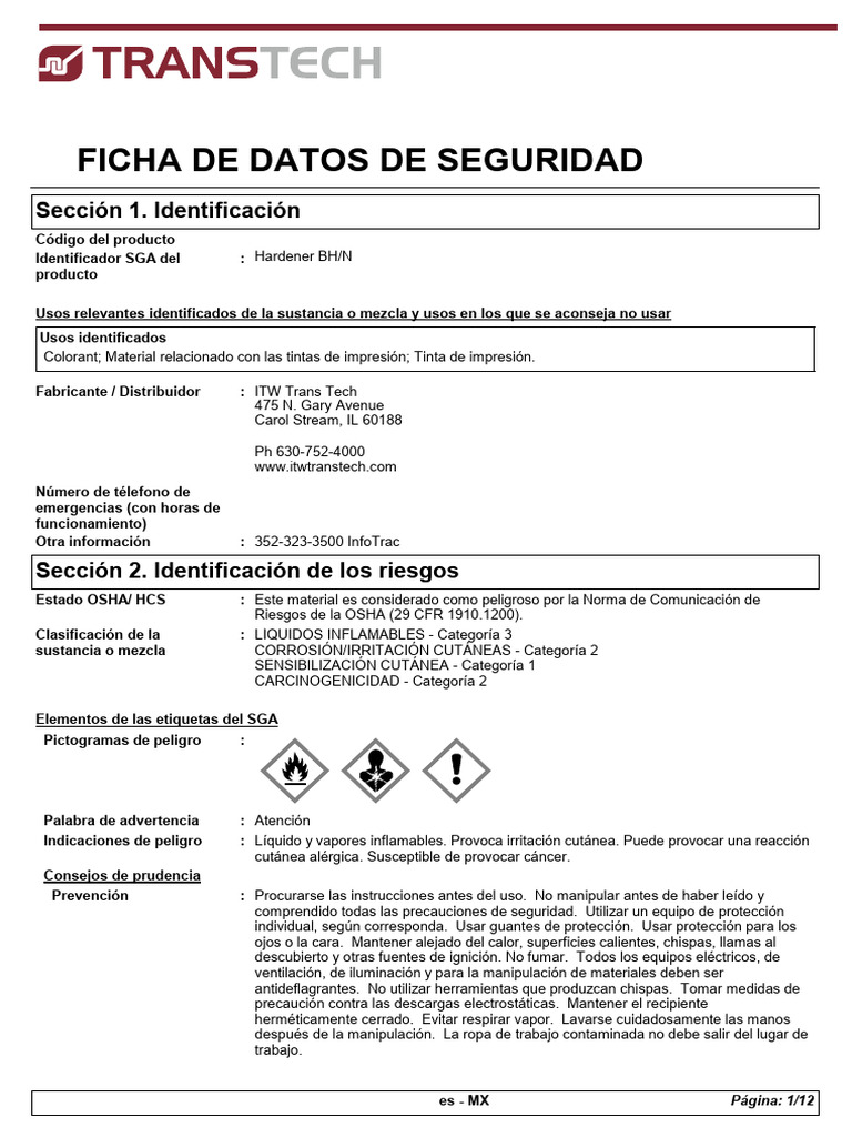Hardener BH N SDS SP 2016 2 29 | PDF | Residuos | Reciclaje