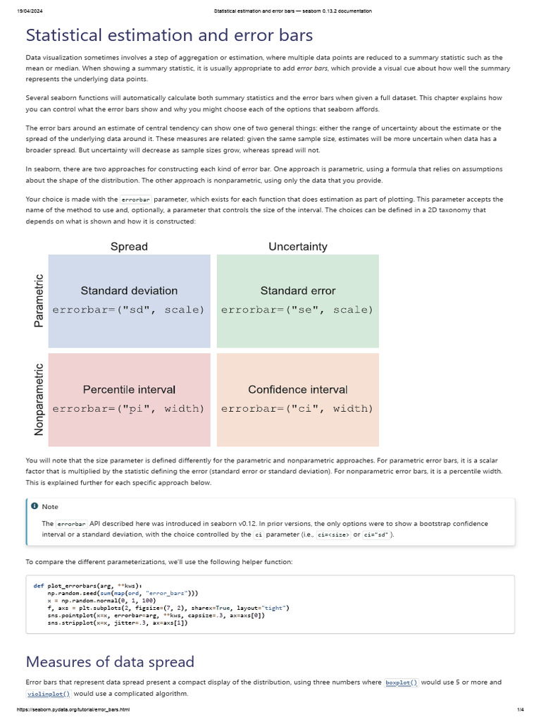 Statistical Estimation and Error Bars - Seaborn 0.13.2 Documentation | PDF | Standard Error ...