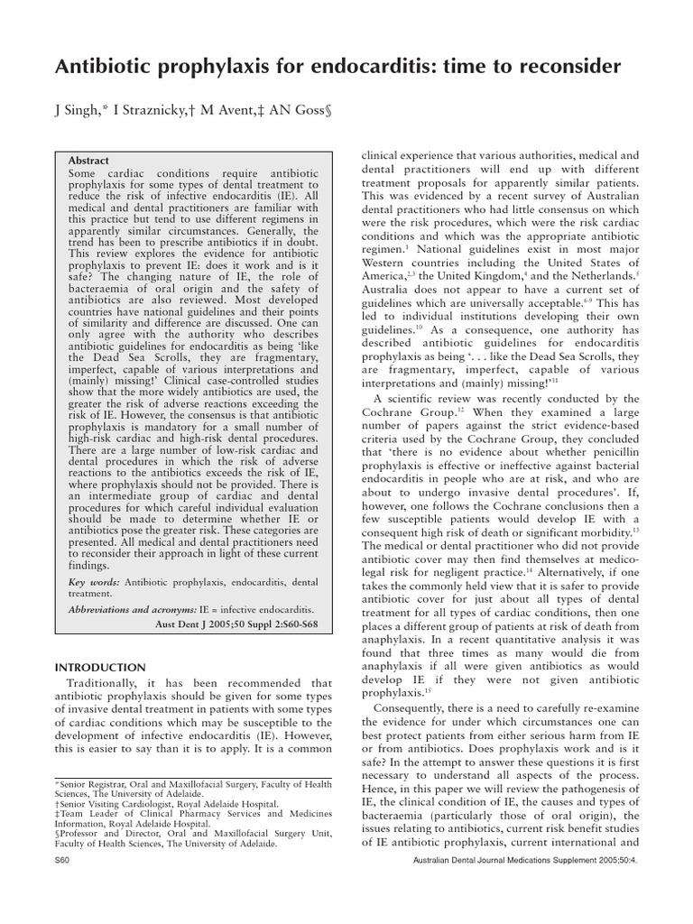 Antibiotic Prophylaxis For Endocarditis | PDF | Congenital Heart Defect ...