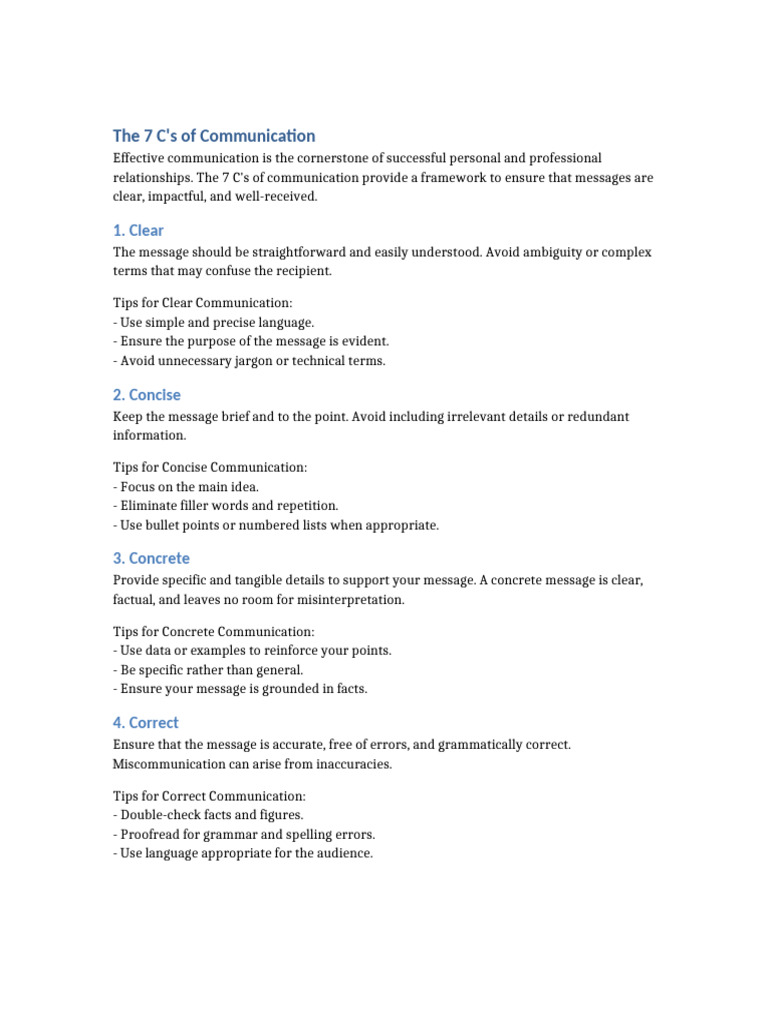 7 Cs of Communication | PDF | Communication | Jargon