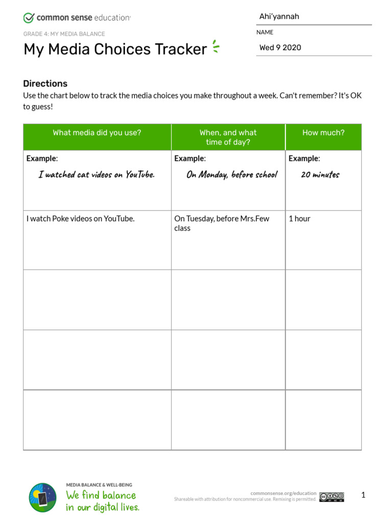 My Media Choices Tracker | PDF