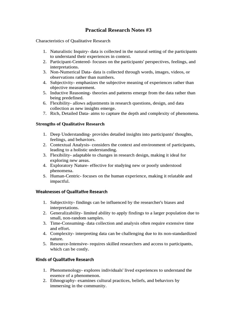 Practical Research Notes | PDF | Qualitative Research | Methodology