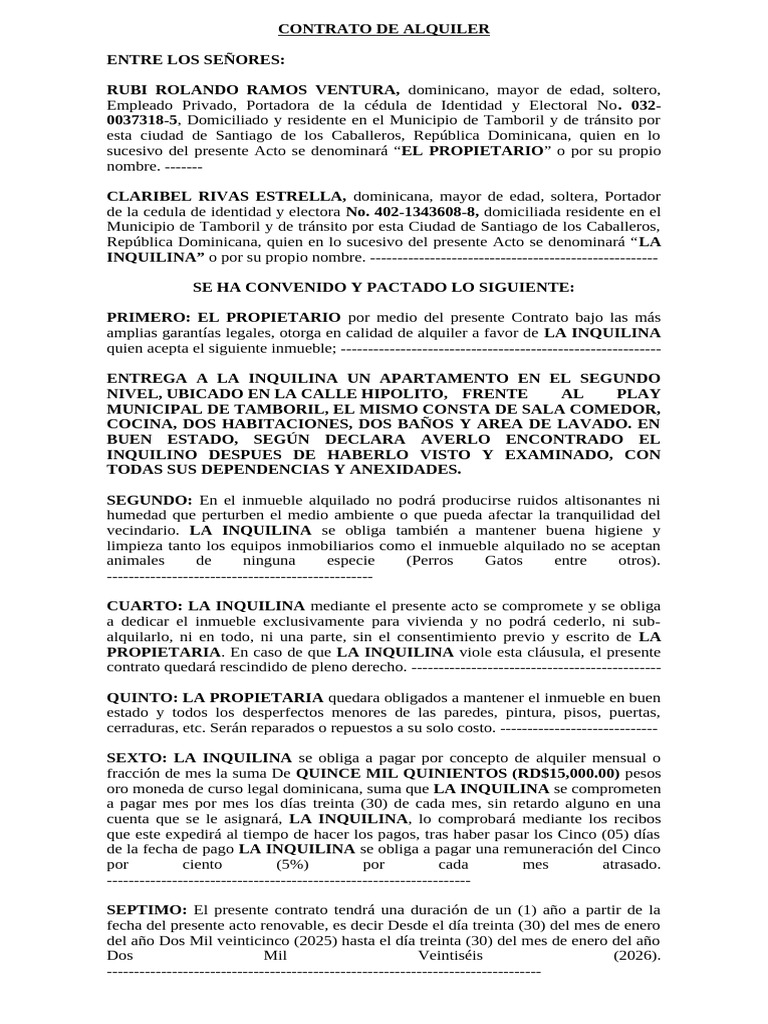 CONTRATO DE ALQUILER ROSA MIRTA ATL. RODRIGUEZ RUBI ROLANDO RAMOS ...