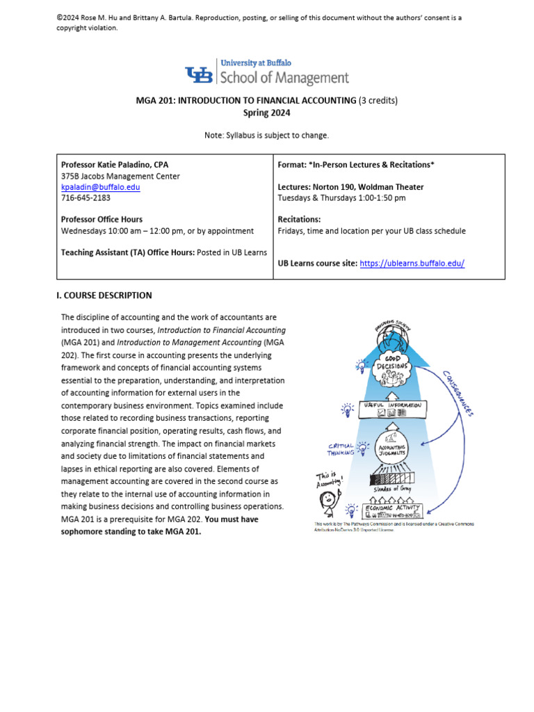 MGA 201 - Syllabus - Spring 24 | PDF | Accounting | Financial Accounting