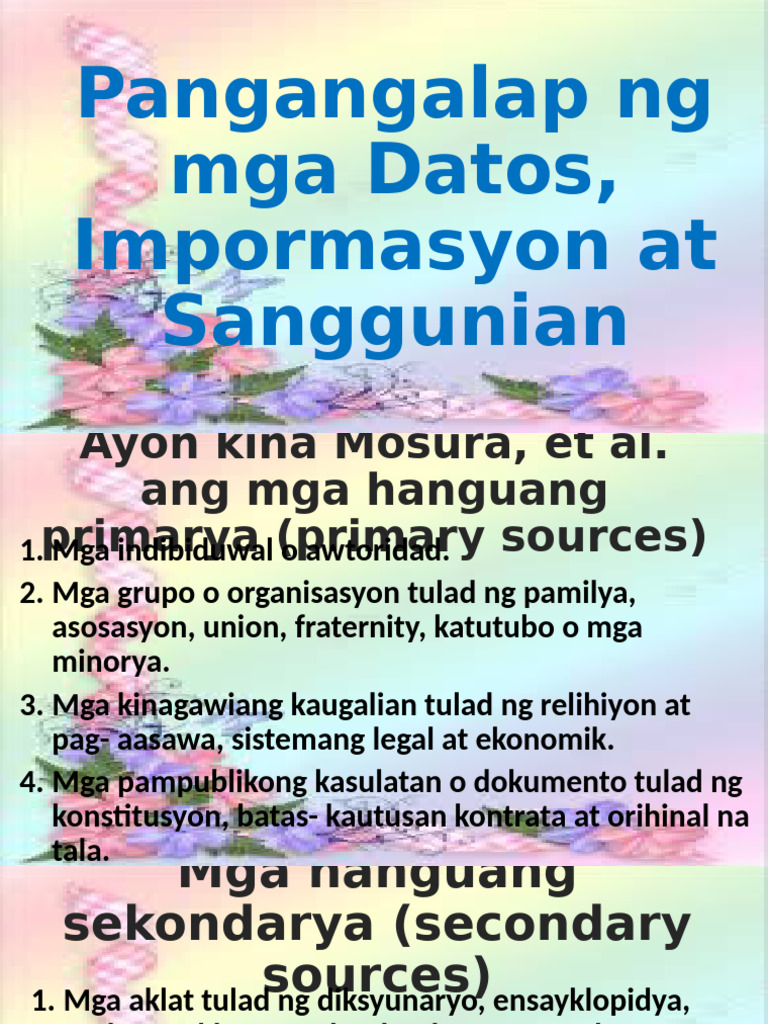 Pangangalap NG Mga Datos, Impormasyon at Sanggunian | PDF
