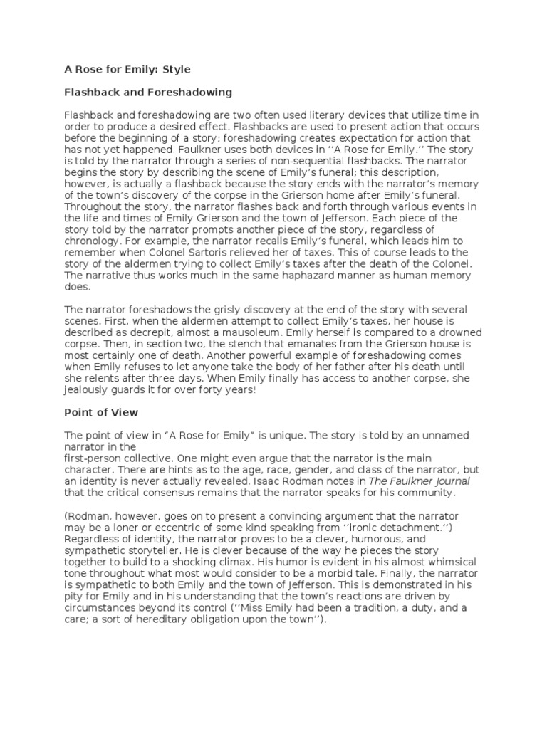 A Rose For Emily | PDF | Narration | William Faulkner