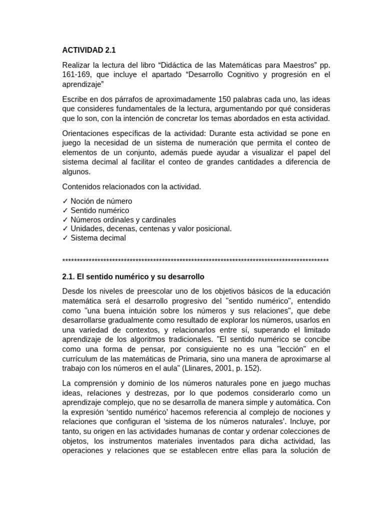 Desarrollo del Sentido Numérico en Niños | PDF | Aprendizaje | Número ...