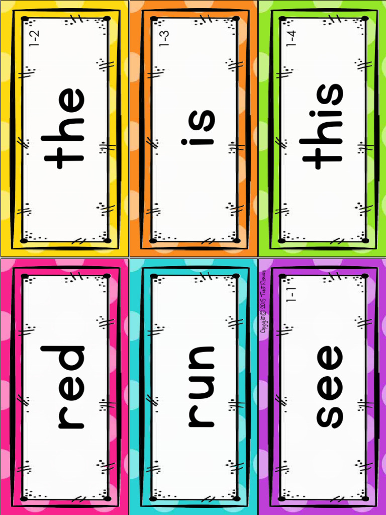 Set #1 - Sight Word Word Wall Cards | PDF