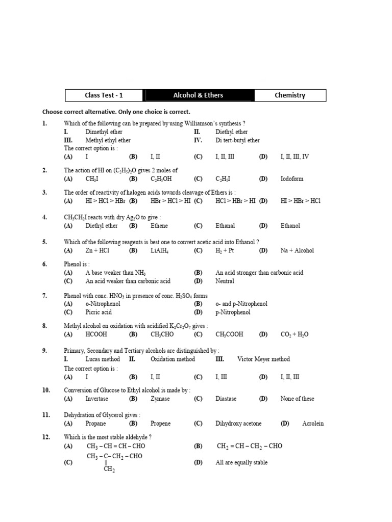 10.alcohols and Ethers | PDF | Ether | Ethanol