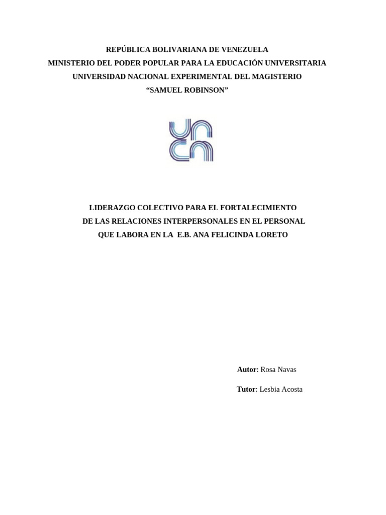 Tesis Liderazgo Colectivo Rosa Navas | PDF | Liderazgo | Enseñando