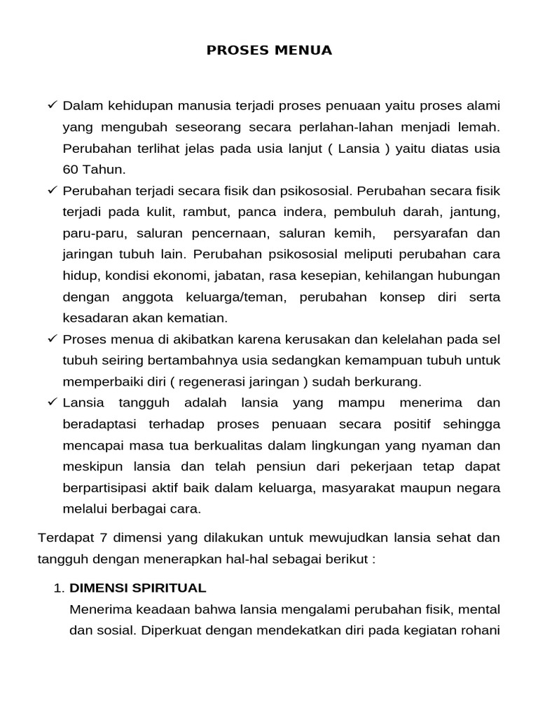 Proses Penuaan dan Kesehatan Lansia | PDF