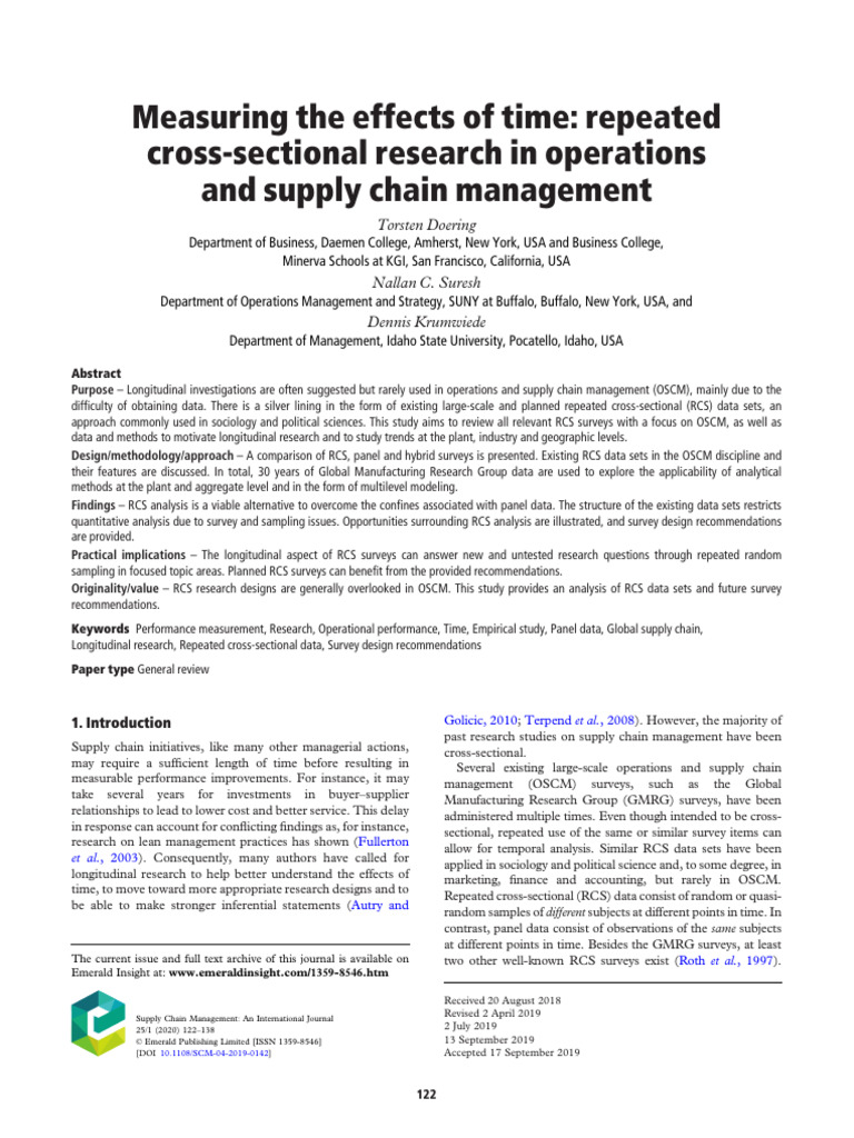 10-1108_scm-04-2019-0142 | PDF | Survey Methodology | Sampling (Statistics)