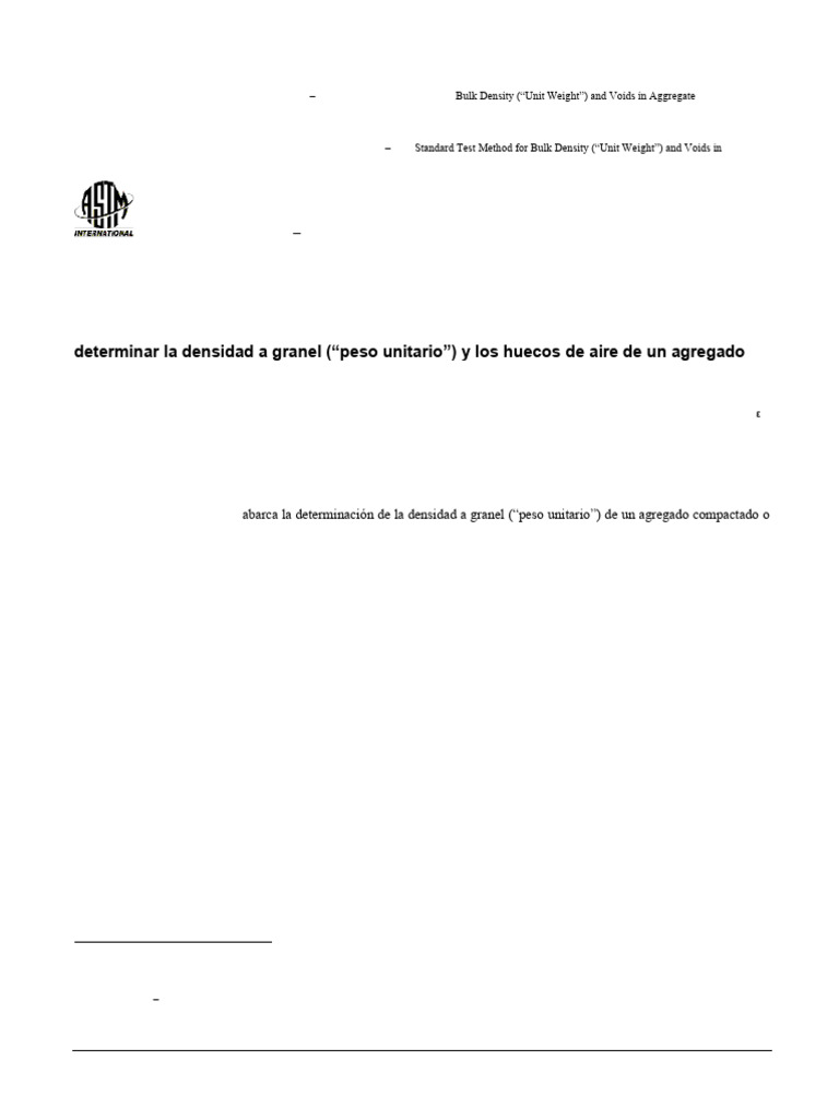 Astm C29 Es | PDF | Densidad | Masa