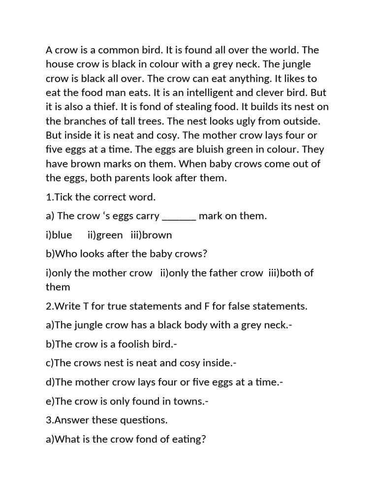 Crow Facts for Young Learners | PDF