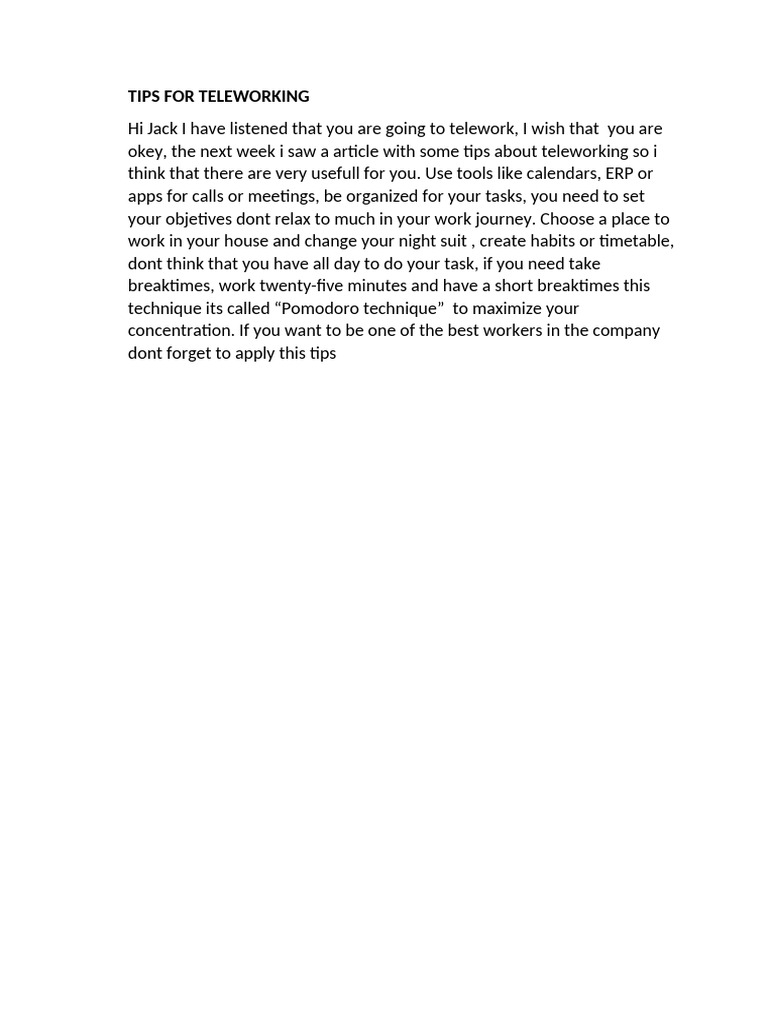 Teleworking Tips for Productivity | PDF