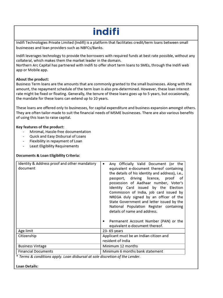 Indifi Website Display | PDF | Loans | Identity Document