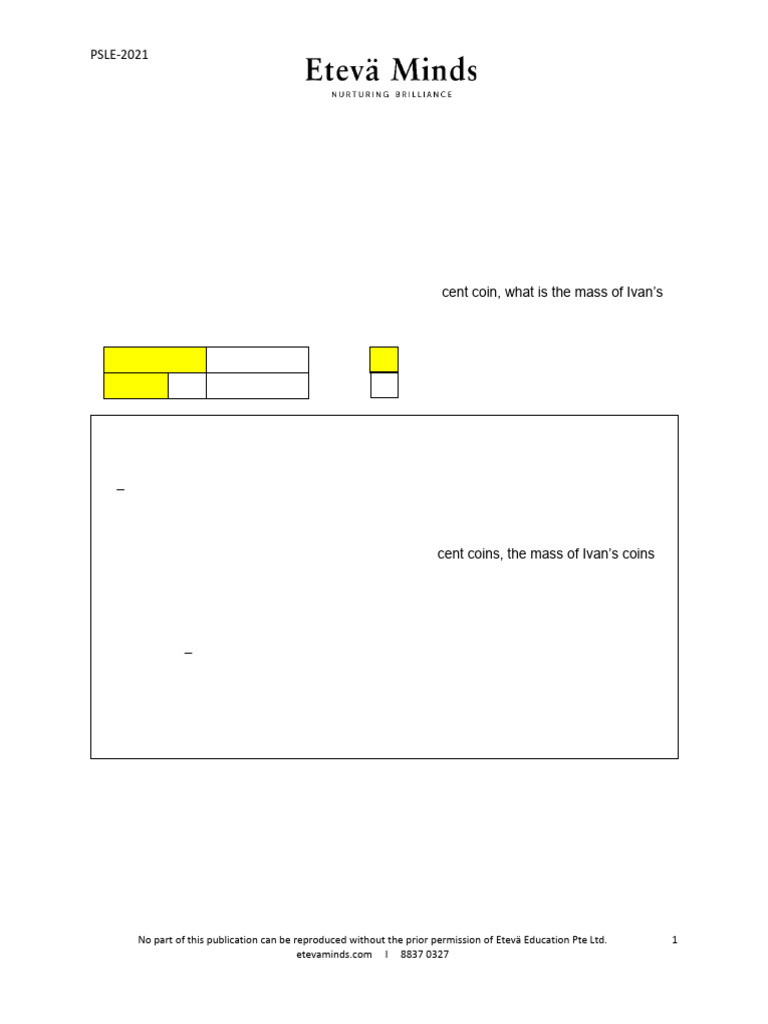PSLE 2021 Questions W Answers | PDF | Quantity | Physical Quantities