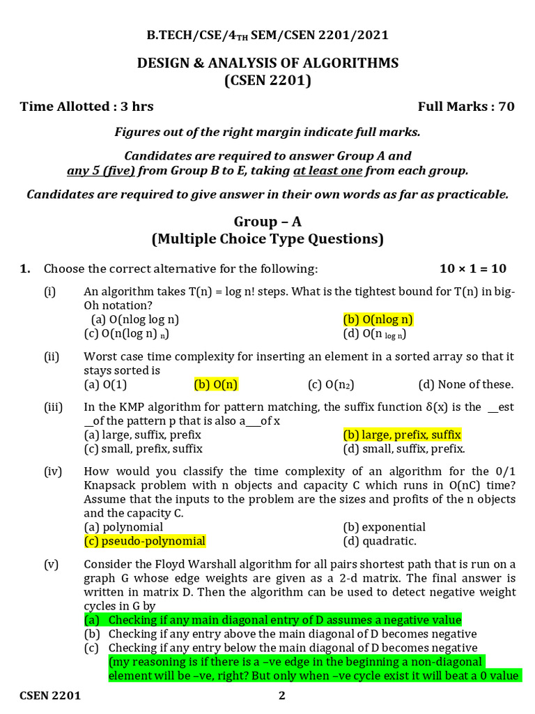 Answer 2021 | PDF | Algorithms | Graph Theory