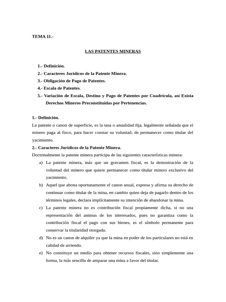 Patentes Mineras: Definición y Obligaciones | PDF | Evaluación de ...
