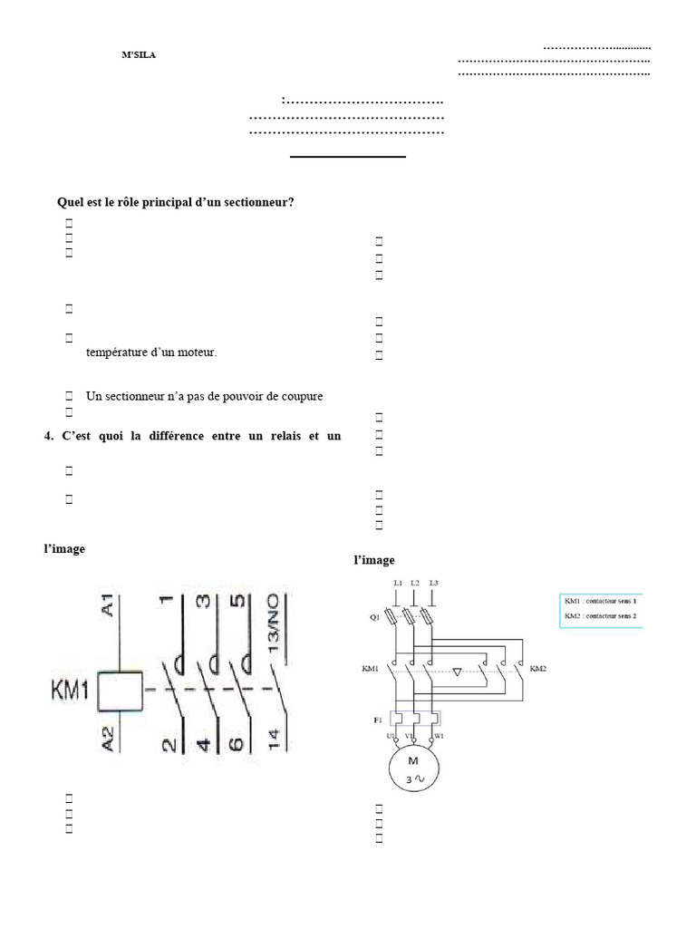 Examen Schémas et Appareillages Électriques | PDF | Installation ...