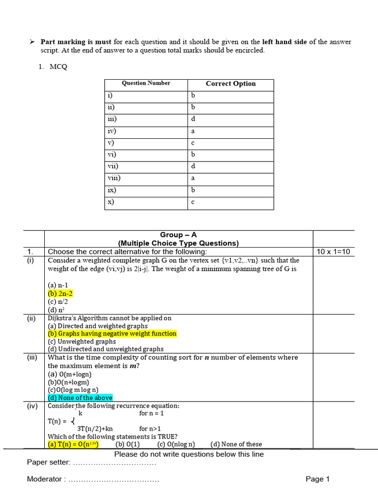 Answer 2022 | PDF | Time Complexity | Algorithms And Data Structures