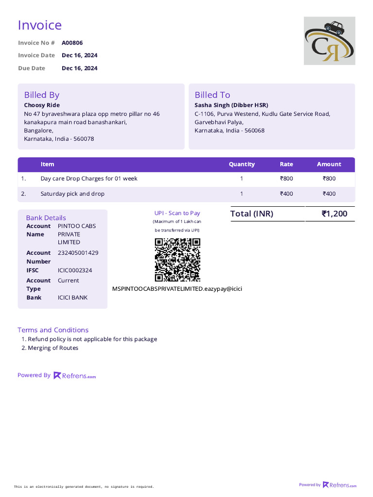 invoice-a00806-choosy-ride-sasha-singh-dibber-hsr (1) | PDF