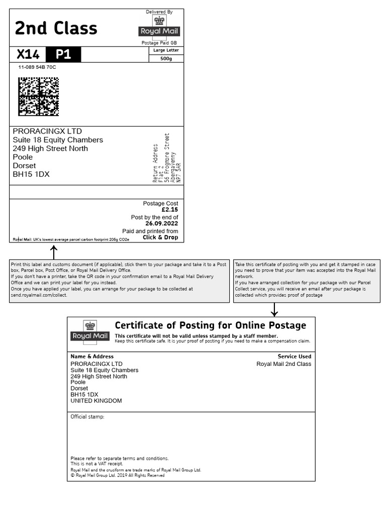 Royal Mail 2nd Class Posting Label | PDF | Mail | Postage Stamp