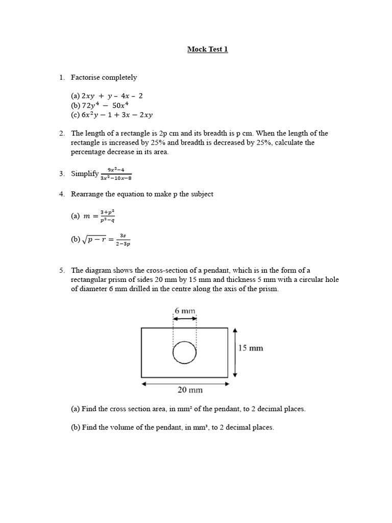 Mock Math Oct 2024 | PDF